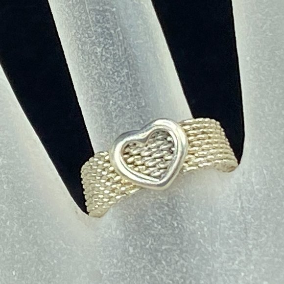 Jewelry | Tiffany Co Sterling Silver Somerset Heart Ring S8 51gm Jr7547 | Poshmark